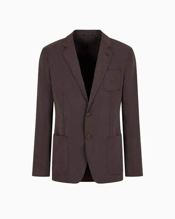 Giorgio Armani Linea Upton Single-breasted Jacket In Asv Washed Silk - Brown