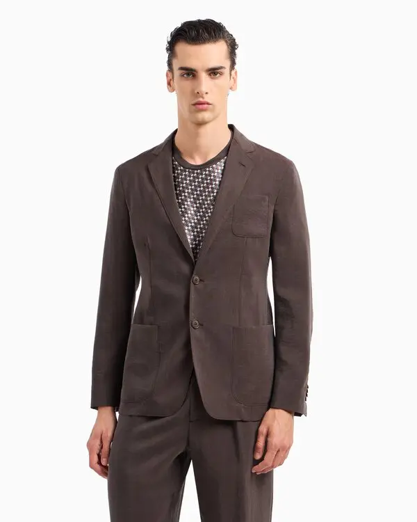 Giorgio Armani Upton Washed Silk Jacket - Brown