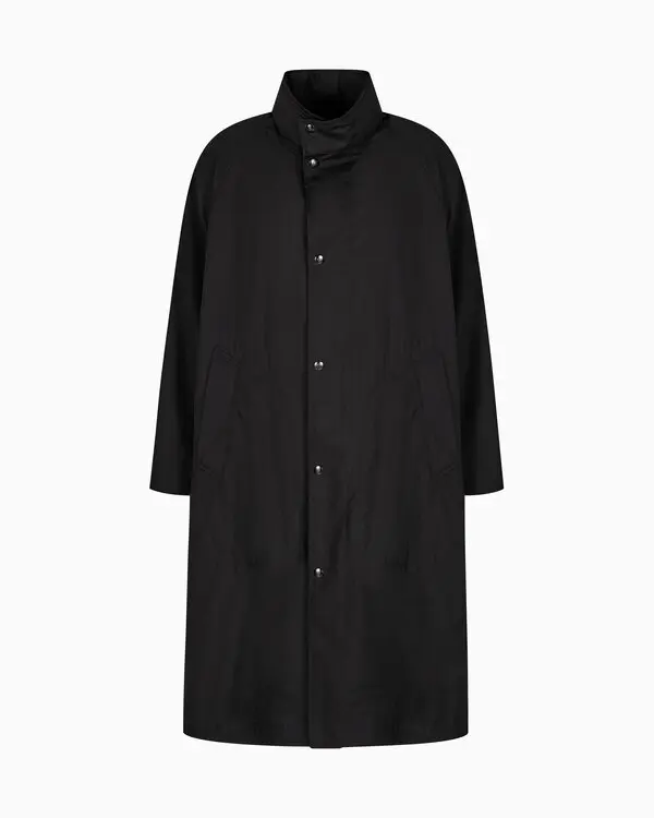 Giorgio Armani Wool And Silk Technical Canvas Trench Coat