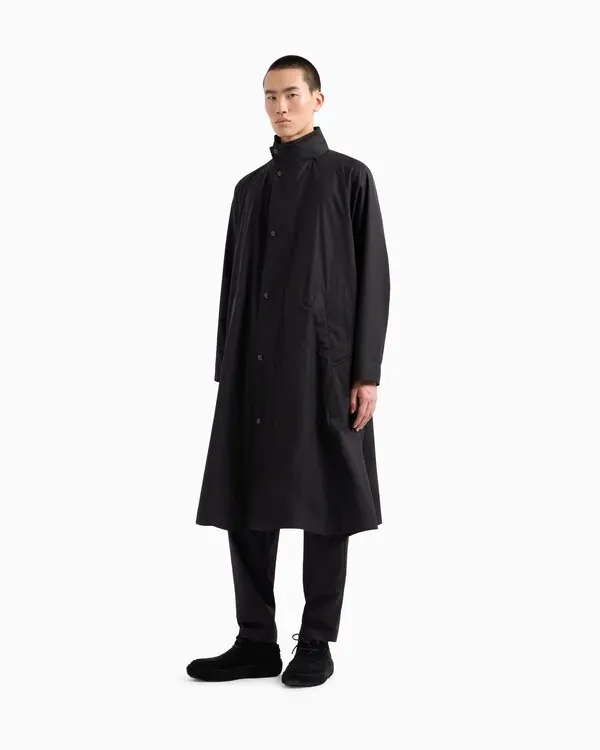 Giorgio Armani Wool And Silk Technical Canvas Trench Coat