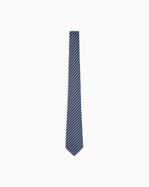 Giorgio Armani Silk And Cotton Jacquard Neck Tie - Blue