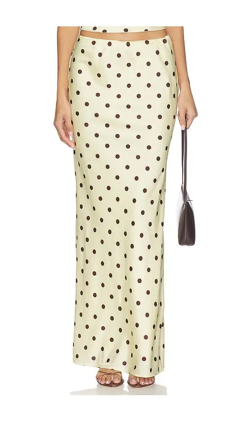 RUNAWAY THE LABEL Blaine Maxi Skirt - Lemon & Chocolate Polka Dot