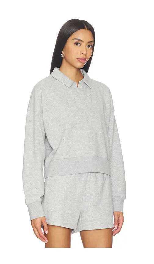 Beyond Yoga Luxefleece Collared Sweatshirt - Light Gray Heather
