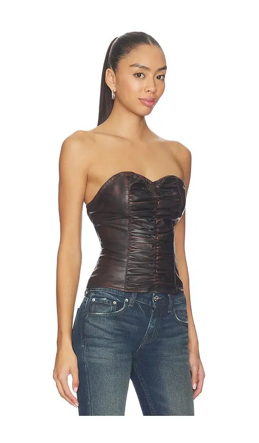 ONETEASPOON Leather Strapless Bustier Top