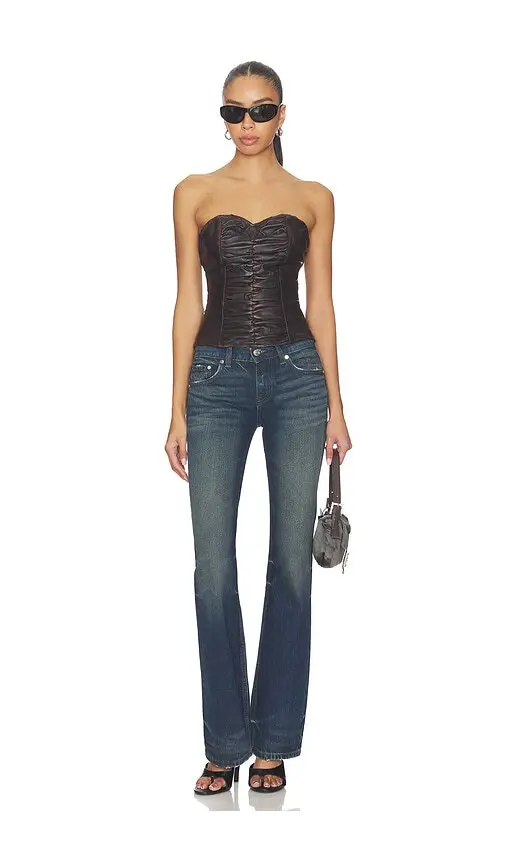 ONETEASPOON Leather Strapless Bustier Top