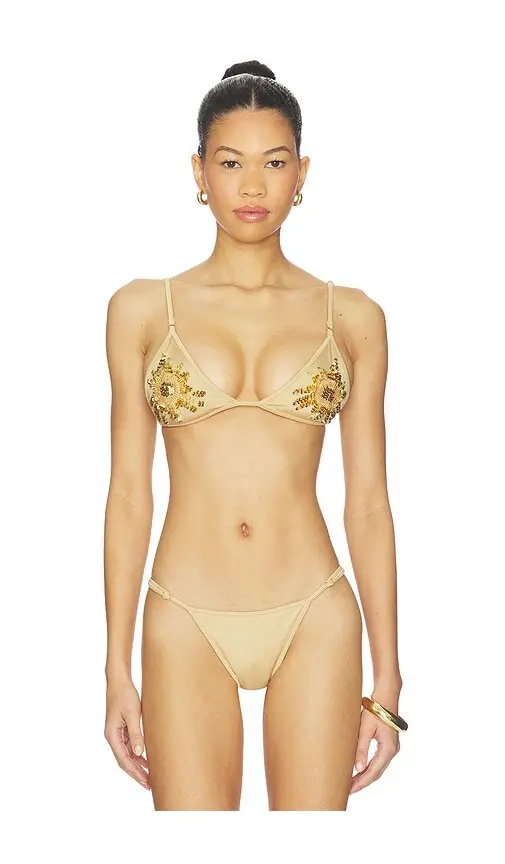 LESLIE AMON Cynthia Sun Bikini Top - Gold