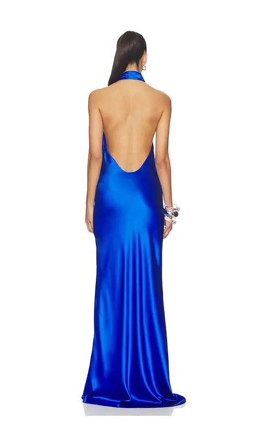 the sei halter dress The Sei Halter Drape Bias Gown - Sapphire