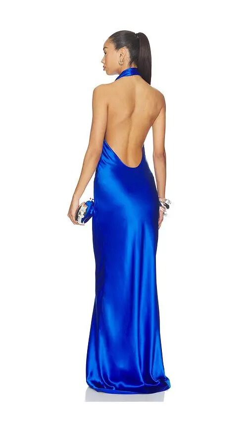 The Sei Halter Drape Bias Gown - Sapphire | Editorialist