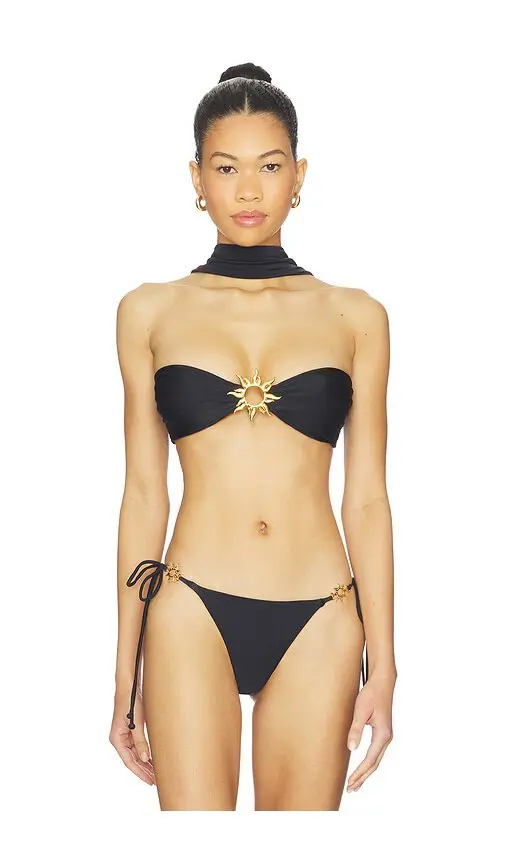 LESLIE AMON Sun Bandeau Neck Bikini Top - Black