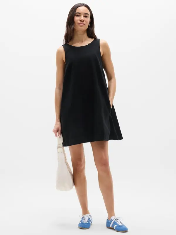 Athleta Retreat Linen A-line Dress - Black