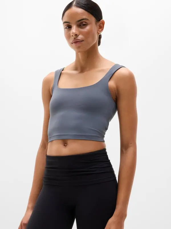 Athleta Transcend Square Neck Crop Sports Bra A-c - Slate