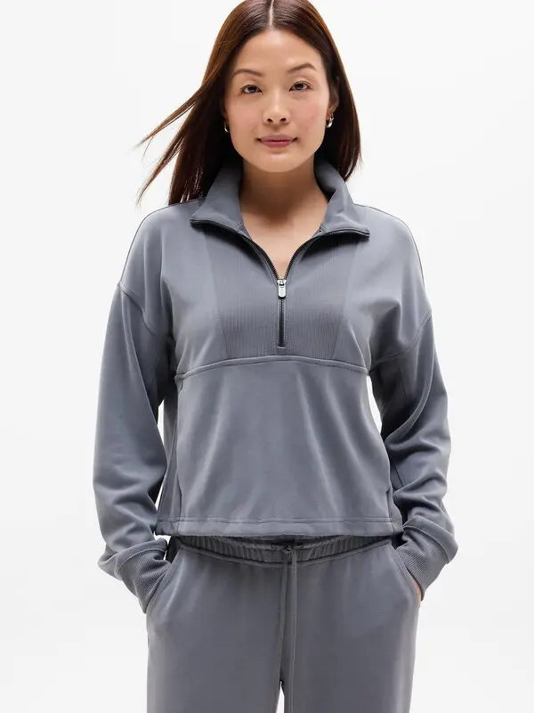 Athleta Seasoft Rib 1/4 Zip Popover - Slate