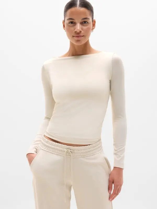 Athleta Bodymove Scoop Back Top - Bone