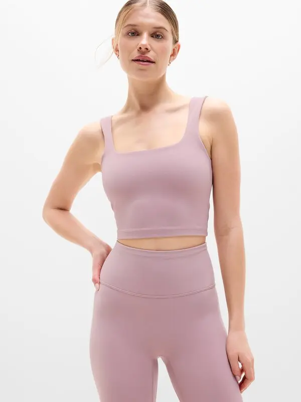 Athleta Transcend Square Neck Crop Sports Bra A-c - Blush