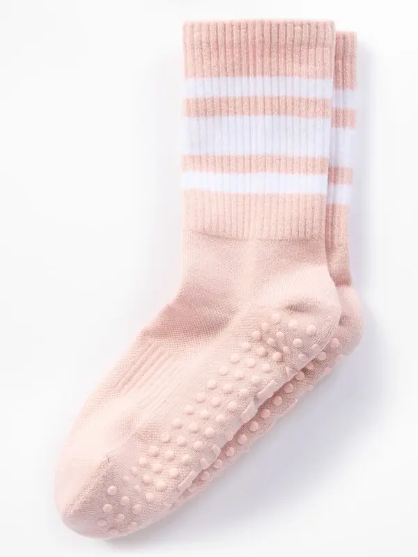 Athleta Pilates Gripper Crew Socks - Pink Sand