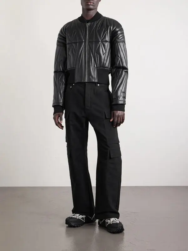 Rick Owens Moncler + Cropped Quilted Leather Jacket