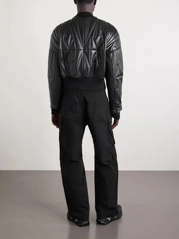 Rick Owens Moncler + Cropped Quilted Leather Jacket