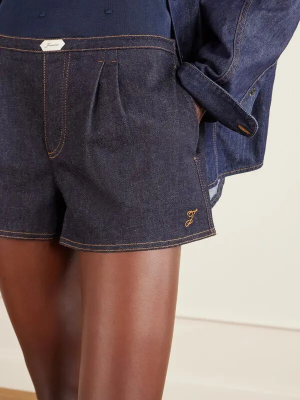 Jacquemus Amelo Embroidered Denim Shorts