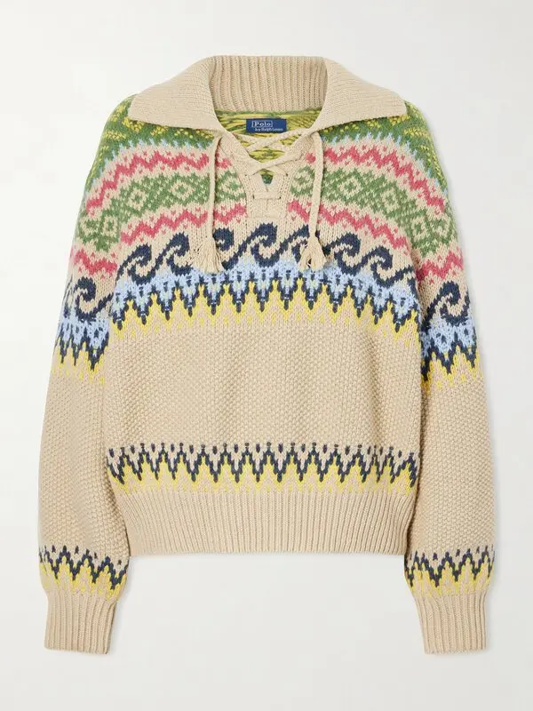 Polo Ralph Lauren Jacquard-knit Cotton-blend Polo Sweater