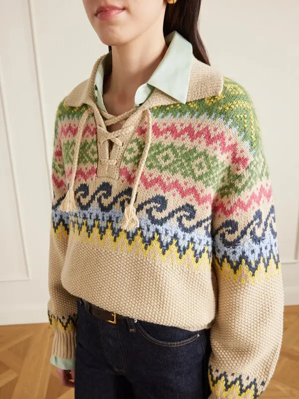 Polo Ralph Lauren Jacquard-knit Cotton-blend Polo Sweater