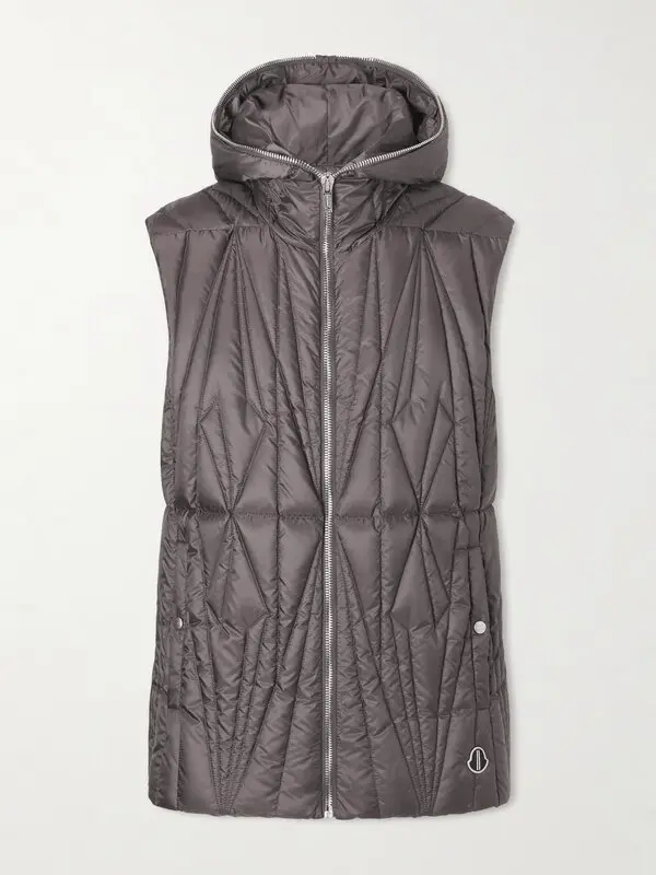 Rick Owens Moncler Slim-fit Logo-appliquéd Quilted Shell Hooded Down Gilet