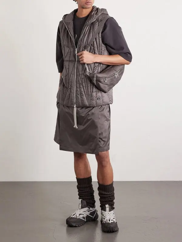 Rick Owens Moncler Slim-fit Logo-appliquéd Quilted Shell Hooded Down Gilet