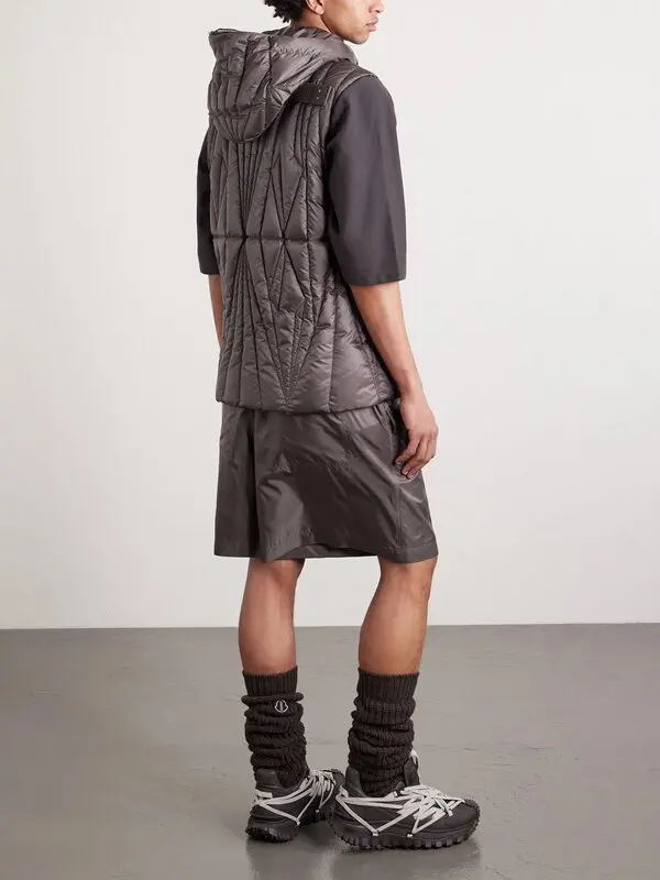 Rick Owens Moncler Slim-fit Logo-appliquéd Quilted Shell Hooded Down Gilet