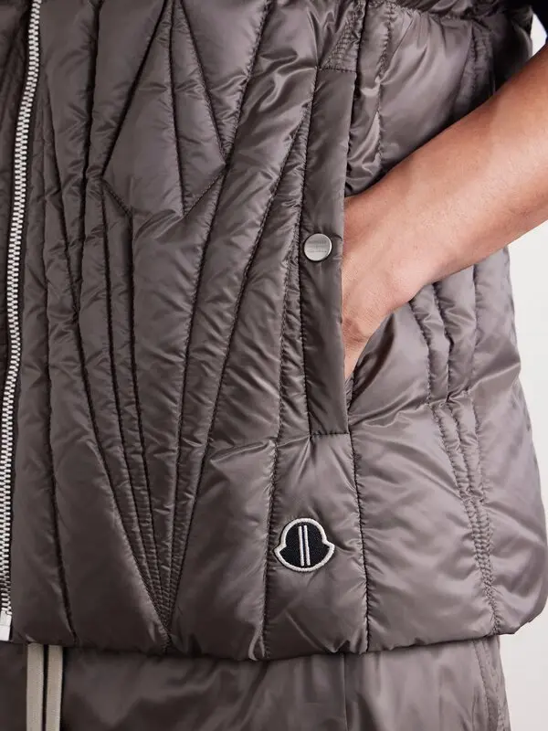 Rick Owens Moncler Slim-fit Logo-appliquéd Quilted Shell Hooded Down Gilet