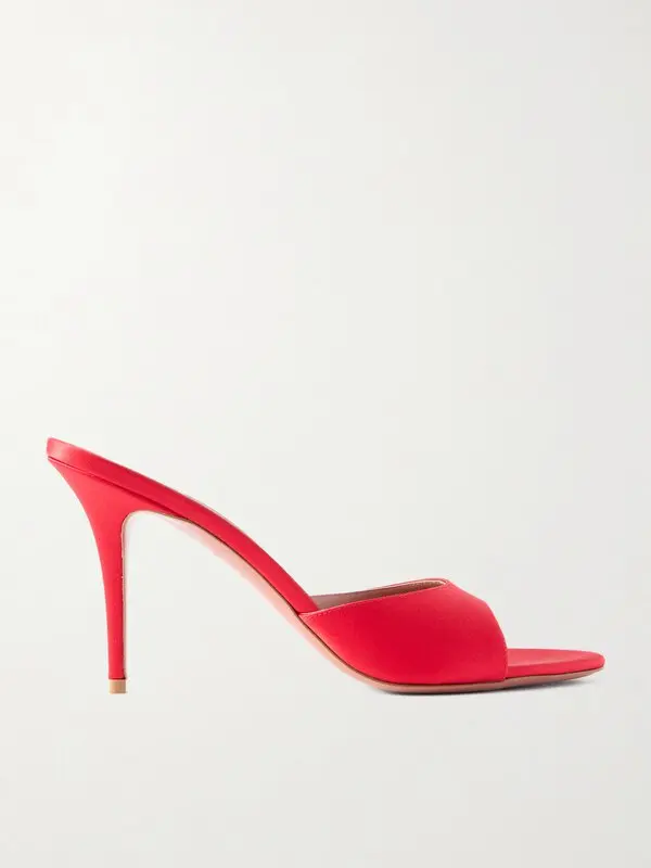 Amina Muaddi Elodie Satin Mules - Red