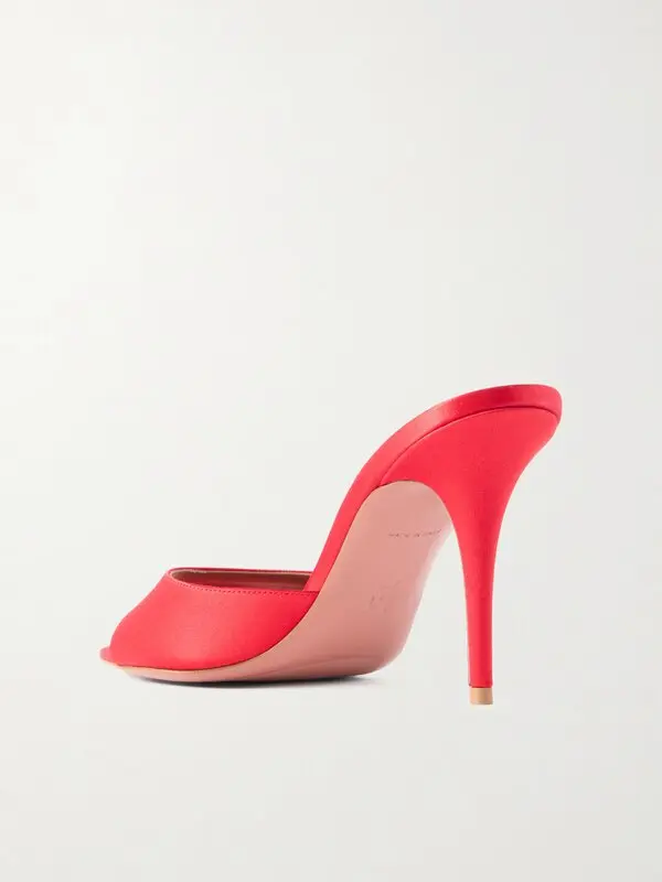 Amina Muaddi Elodie Satin Mules - Red