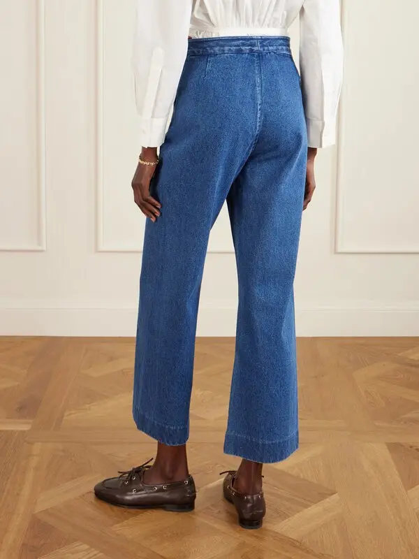 BODE Sailor Cropped High-rise Wide-leg Jeans