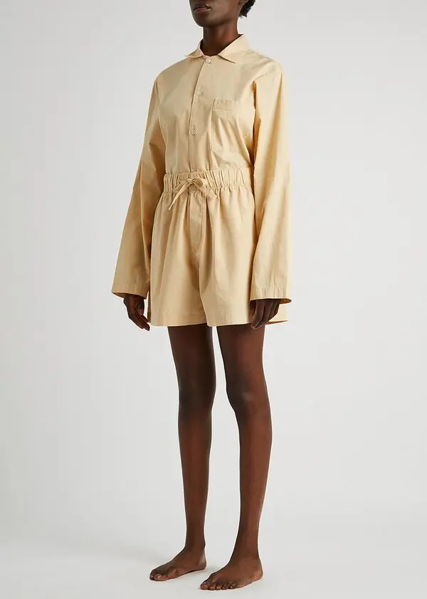 TEKLA Poplin Pyjama Shorts - Beige