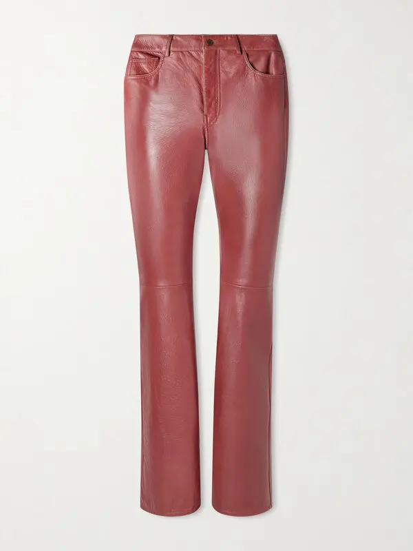 Chloé Leather Flare Pants - Red