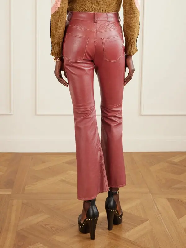 Chloé Leather Flare Pants - Red