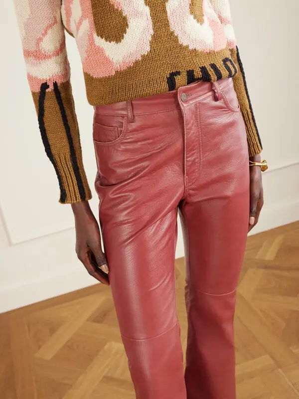 Chloé Leather Flare Pants - Red