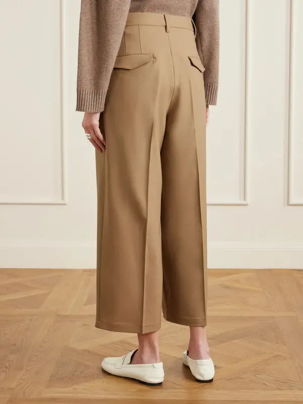 Maria Mcmanus Cropped Pleated Wide-leg Wool-blend Pants