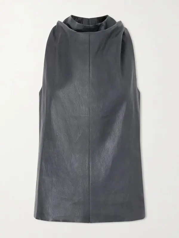 Stouls Aurea Draped Leather Halterneck Top