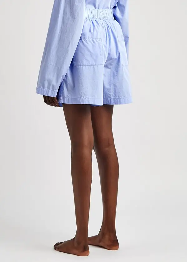 TEKLA Poplin Pyjama Shorts - Light Blue