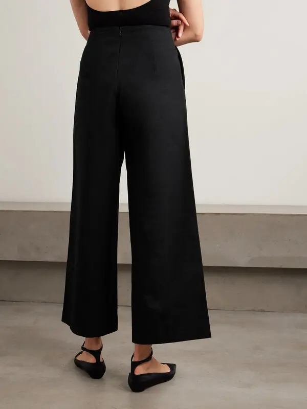 DESTREE Martha Linear Cotton-faille Wide-leg Trousers