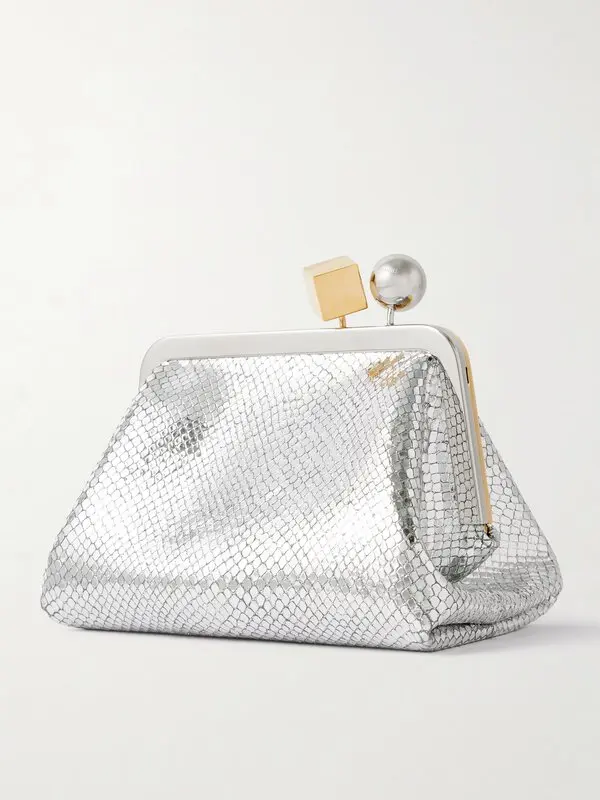 Jacquemus Le Berlingot Snake-effect Leather Clutch