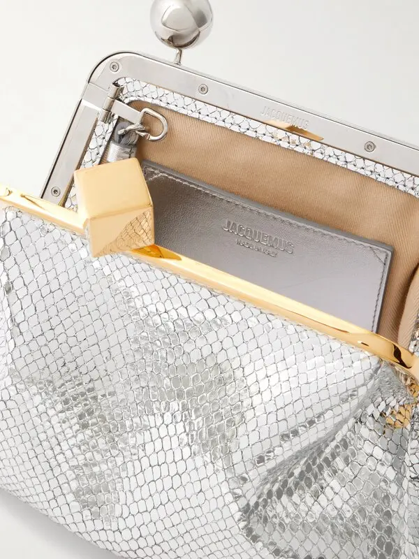 Jacquemus Le Berlingot Snake-effect Leather Clutch