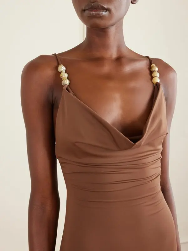 Magda Butrym Embellished Cowl Neck Swimsuit