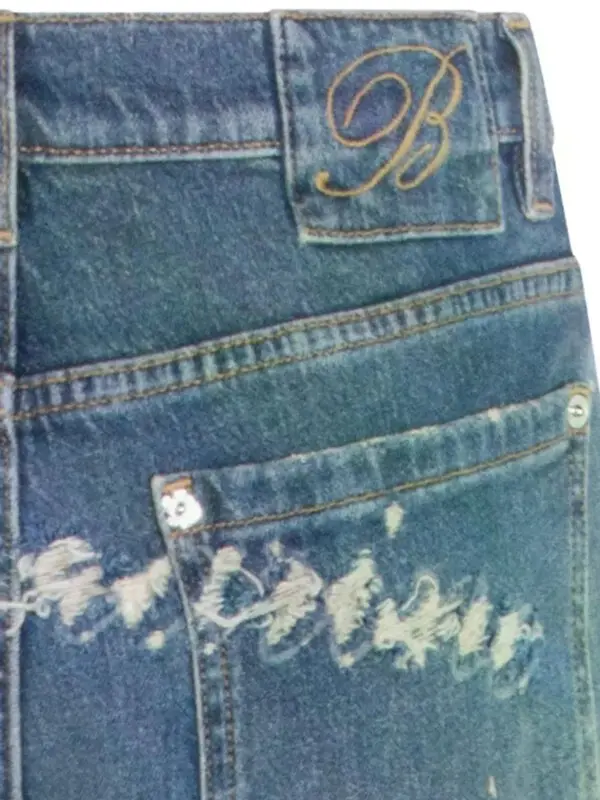 Blumarine Distressed Straight Leg Jeans