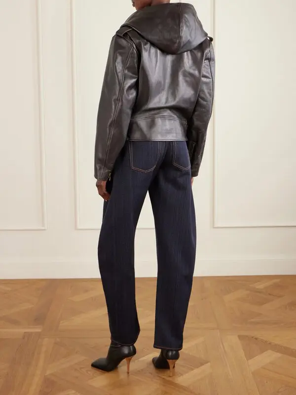 Alaïa Belted Leather Biker Jacket - Brown