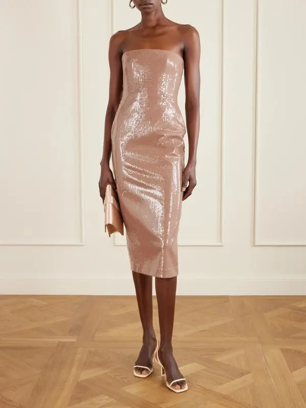 Alex Perry Strapless Sequined Gown