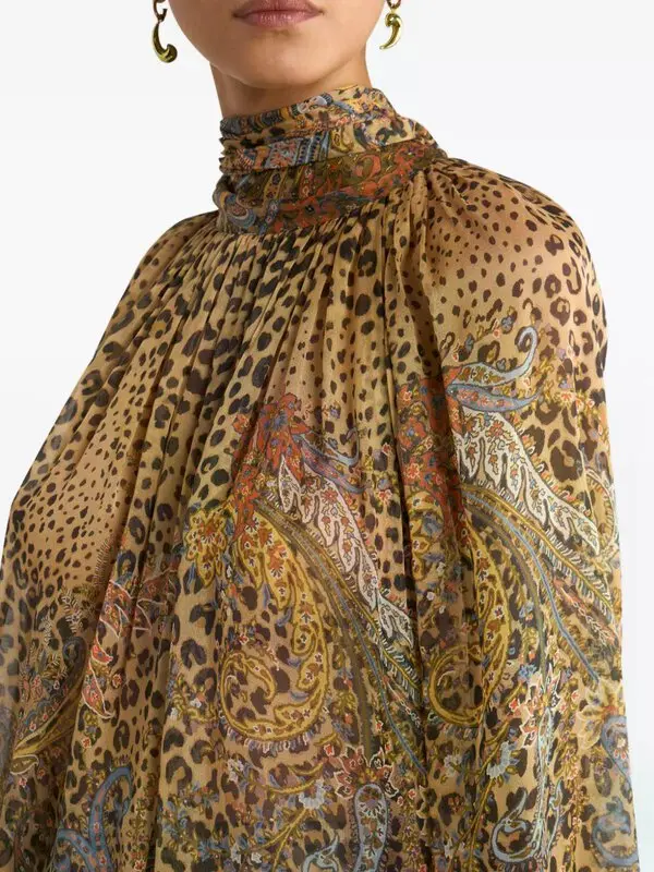 Etro Paisley Animal-print Silk Chiffon Blouse
