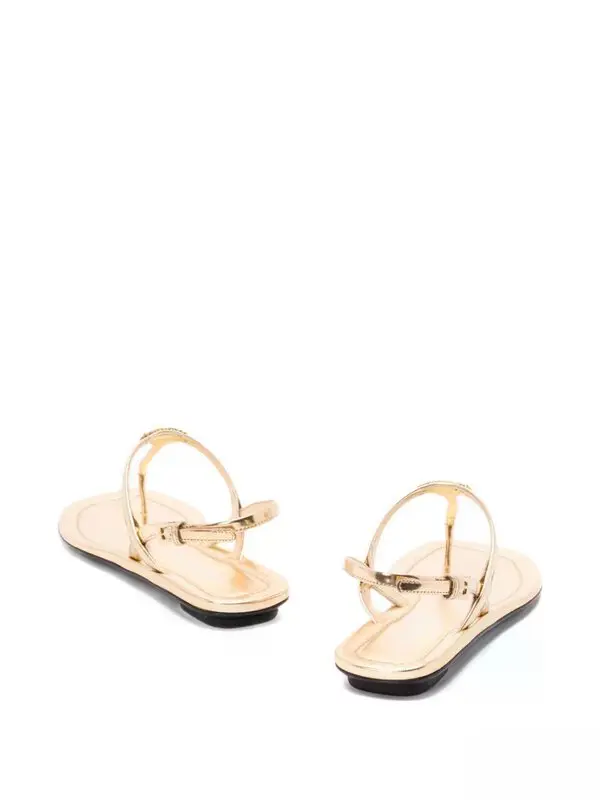 Prada Leather Buckle Strap Sandals - Gold