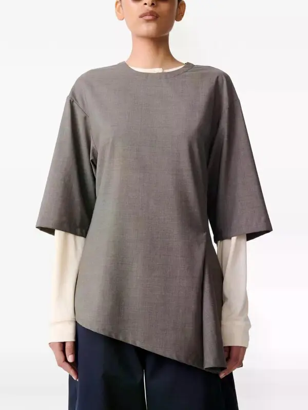 Studio Nicholson Asymmetric Pleat Top - Grey