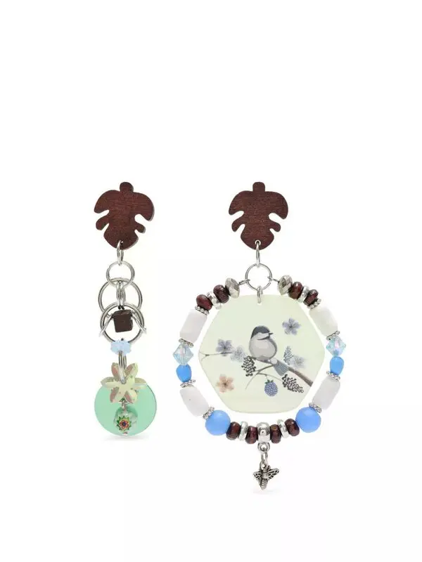 AMIR SLAMA Bird Pendant Drop Earrings - Silver