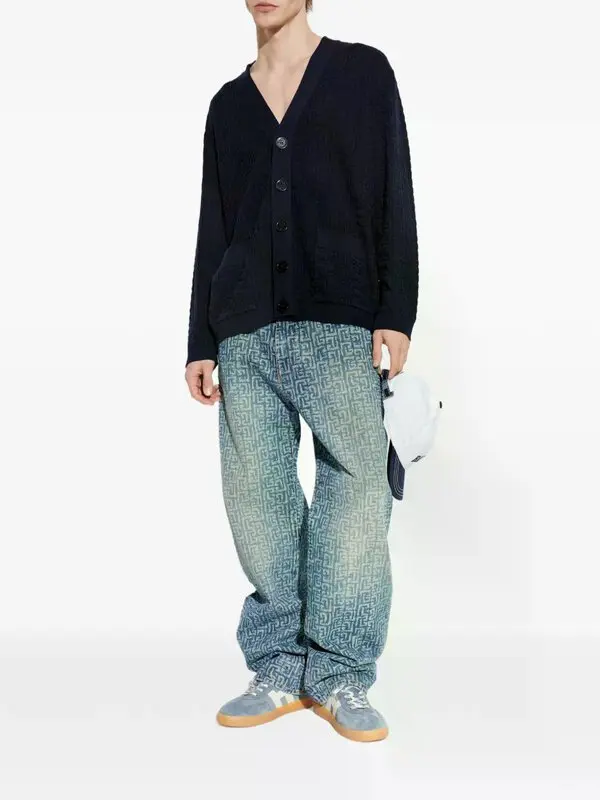 Balmain Jacquard V-neck Cardigan